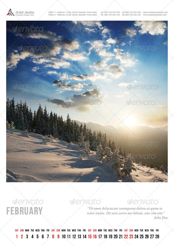 Wall Calendar 2014 - A3 & A2 - 13 pages, Print Templates | GraphicRiver