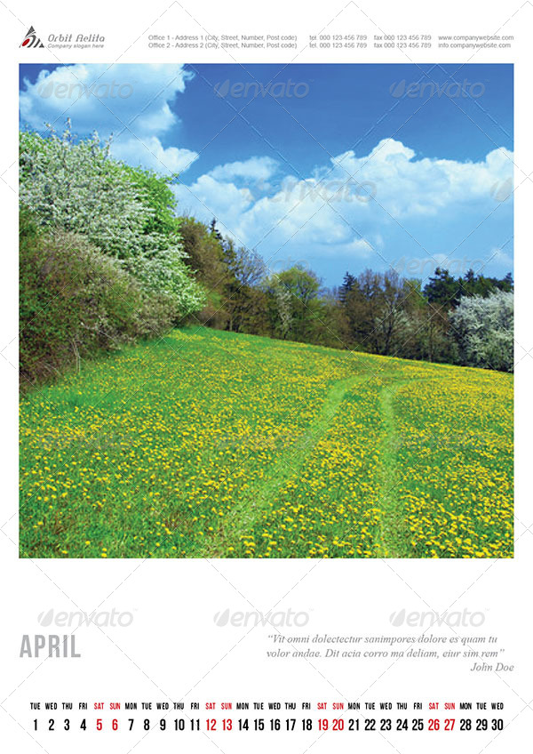 Wall Calendar 2014 - A3 & A2 - 13 pages, Print Templates | GraphicRiver