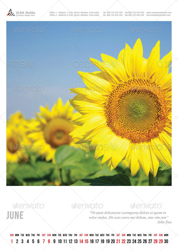 Wall Calendar 2014 - A3 & A2 - 13 pages, Print Templates | GraphicRiver