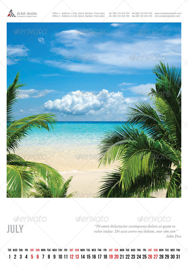 Wall Calendar 2014 - A3 & A2 - 13 pages, Print Templates | GraphicRiver