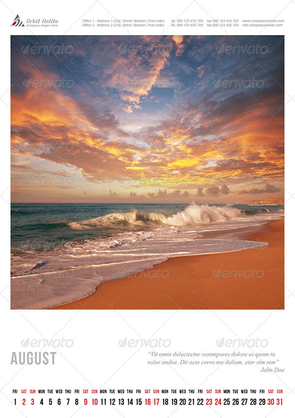 Wall Calendar 2014 - A3 & A2 - 13 pages, Print Templates | GraphicRiver