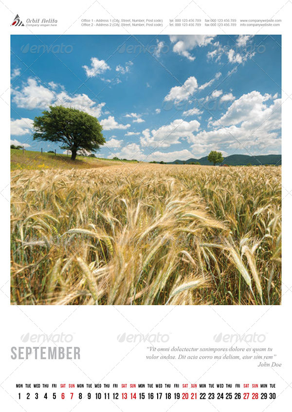 Wall Calendar 2014 - A3 & A2 - 13 pages, Print Templates | GraphicRiver