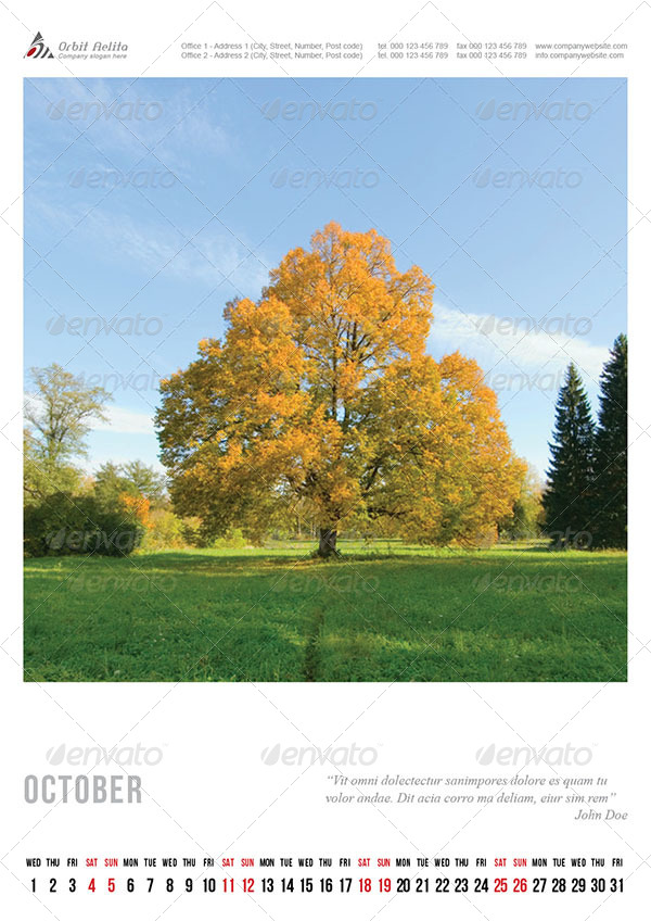 Wall Calendar 2014 - A3 & A2 - 13 pages, Print Templates | GraphicRiver