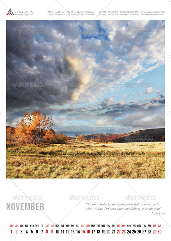 Wall Calendar 2014 - A3 & A2 - 13 pages, Print Templates | GraphicRiver