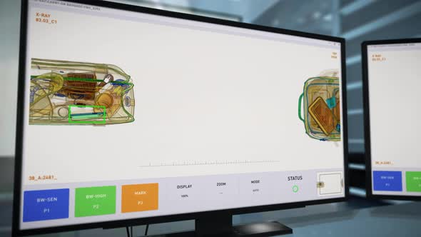 Xray Scan Of Passenger Baggage At Customs In Airport In Modern Computer ...