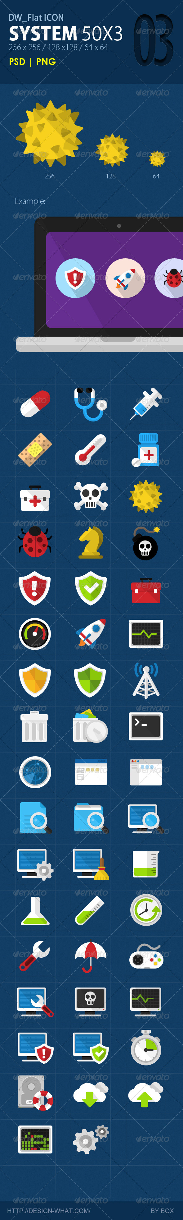 50 Flat ICONs (System), Icons | GraphicRiver