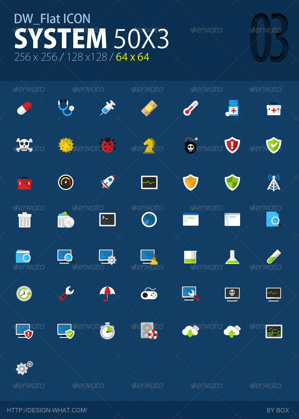 50 Flat ICONs (System), Icons | GraphicRiver