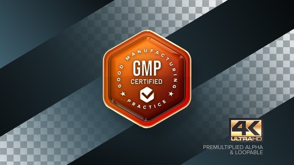 GMP Certification Rotating Badge 4K Looping Design Element, Motion Graphics