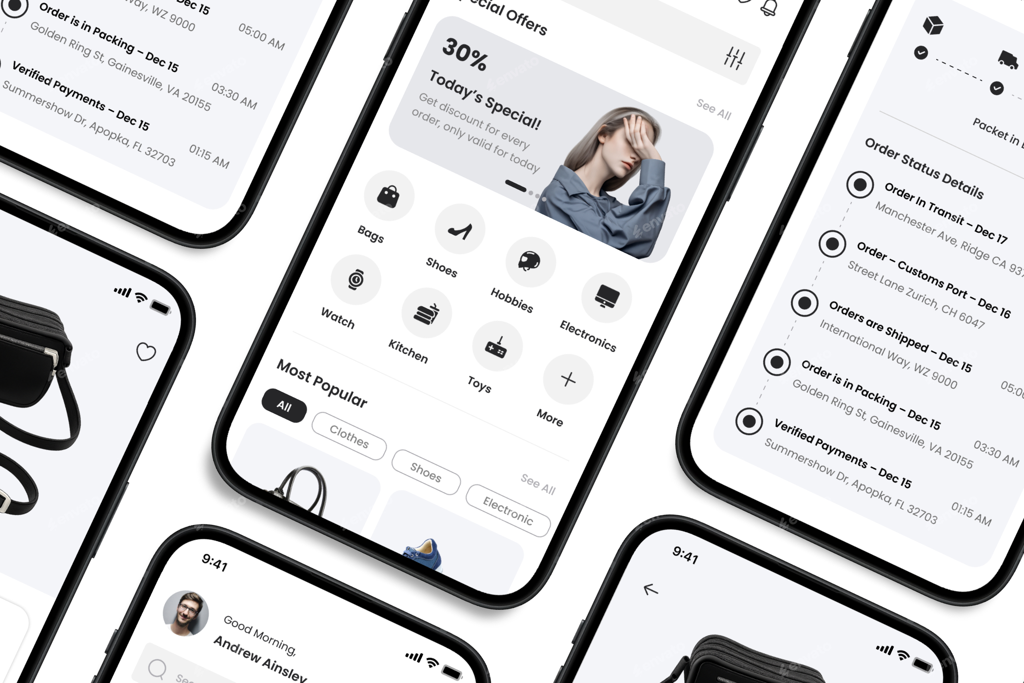 E-commers - Mobile App UI Kit, Web Elements | GraphicRiver
