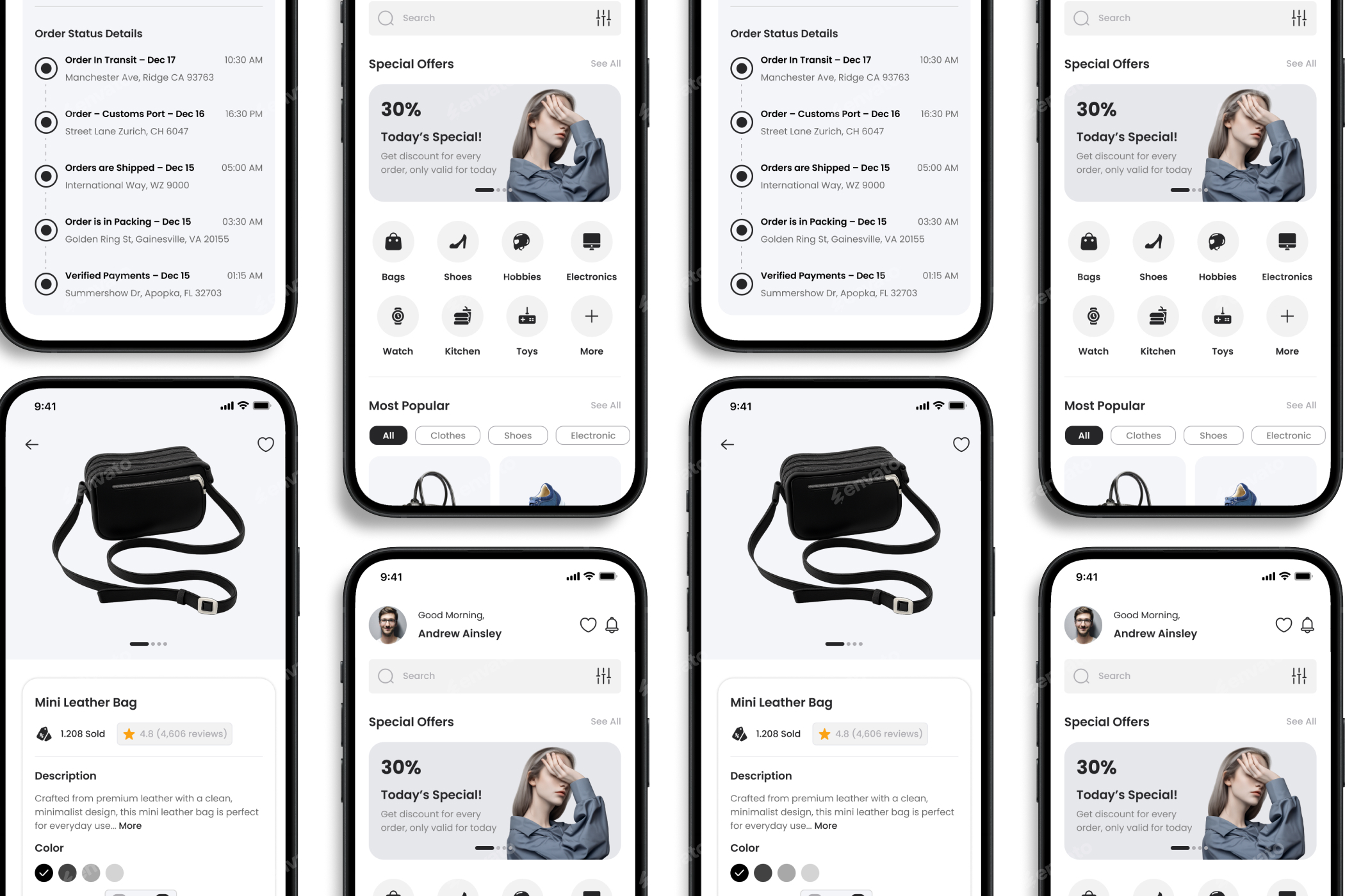 E-commers - Mobile App UI Kit, Web Elements | GraphicRiver