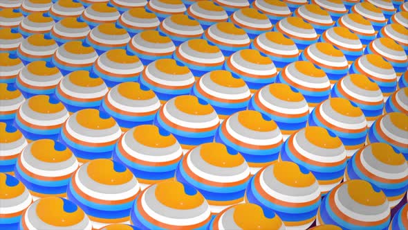 Rows of colorful same size bubbles covered by surreal changing stains ...