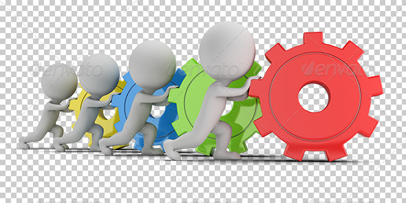 3D Small People - Team with Gears by AnatolyM | GraphicRiver