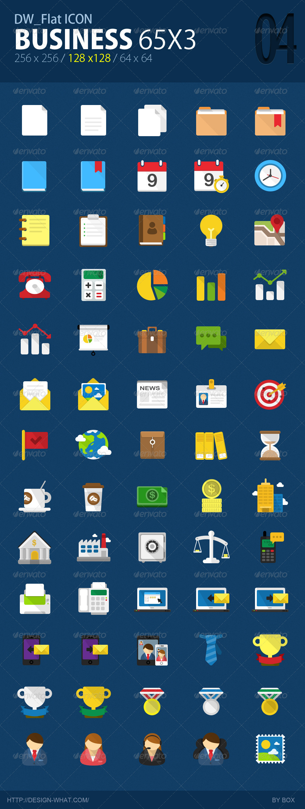 65 Flat Icons (Business) by 90Box | GraphicRiver