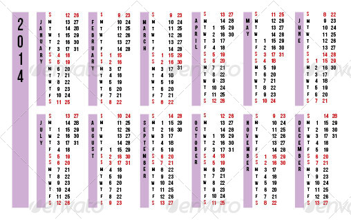 Pocket Calendar 2014 - Pack of 6 Designs, Print Templates | GraphicRiver