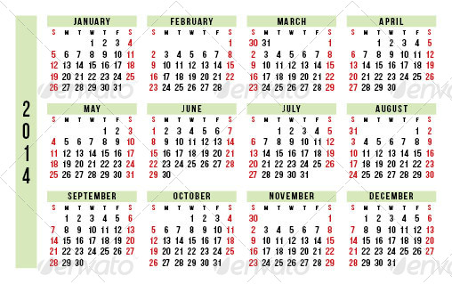Pocket Calendar 2014 - Pack of 6 Designs, Print Templates | GraphicRiver