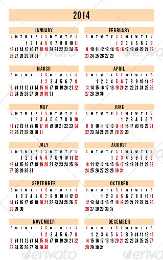 Pocket Calendar 2014 - Pack of 6 Designs, Print Templates | GraphicRiver
