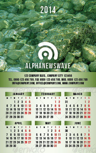 Pocket Calendar 2014 - Pack of 6 Designs, Print Templates | GraphicRiver