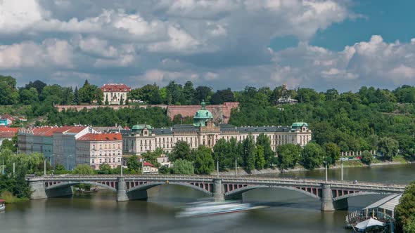 View of the Manes Bridge with a Building of the Czech Parliament Behind ...
