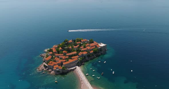 aerial view of sveti stefan Saint Stephen island, Stock Footage | VideoHive