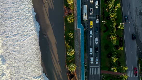 Traffic on the Embankment Aerial View, Stock Footage | VideoHive