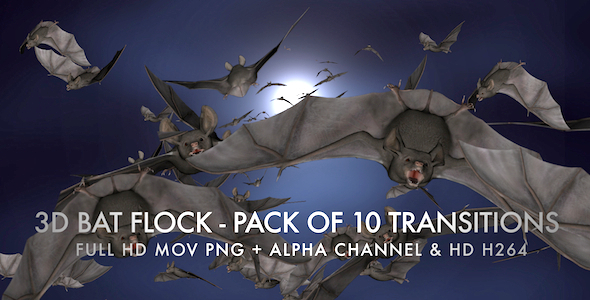 Bat Flock - Pack of 10 Transitions, Motion Graphics | VideoHive
