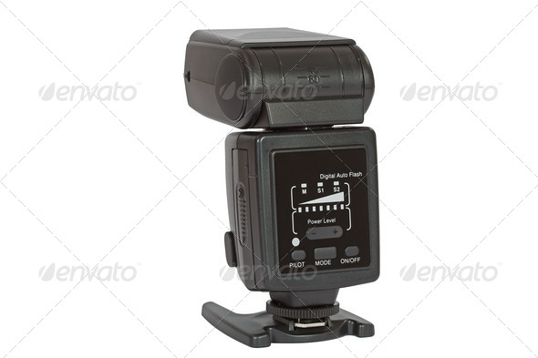 Digital auto flash, isolated on white background, with clipping Stock ...