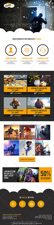 Cloud Creative Multipurpose E-newsletter Template , Web Elements ...