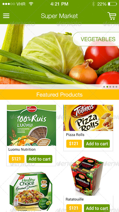 Online Super Market Application for Smartphones, Web Elements ...