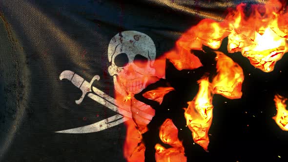 Burning Pirate Flag Transition 4K, Motion Graphics | VideoHive