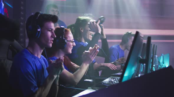 Happy Gamers Celebrating Victory in Video Game, Stock Footage | VideoHive