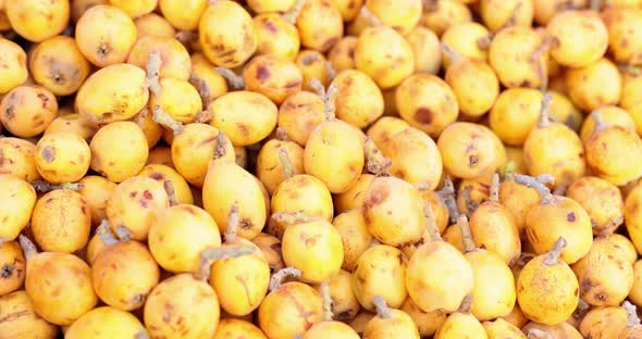 Yellow Ripe Pipa Fruit Many of Loquat Side View, Stock Footage | VideoHive