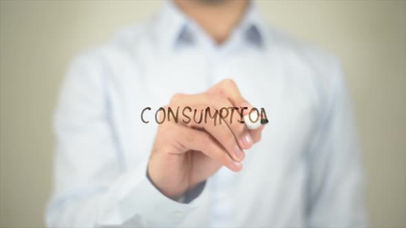 Consumption Man Writing on Transparent Screen, Stock Footage | VideoHive