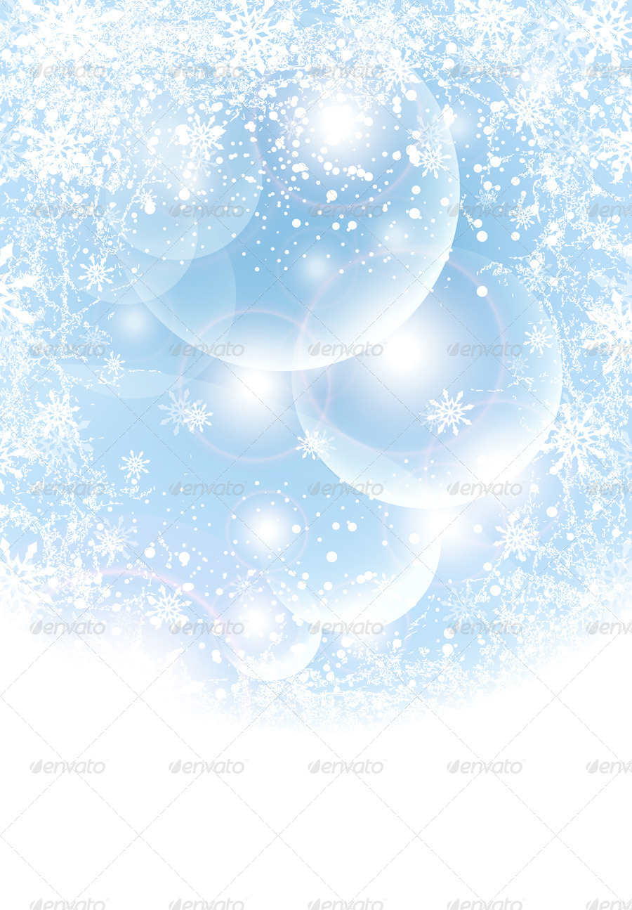 Abstract Winter Background with Balls, Snowflakes, Vectors | GraphicRiver