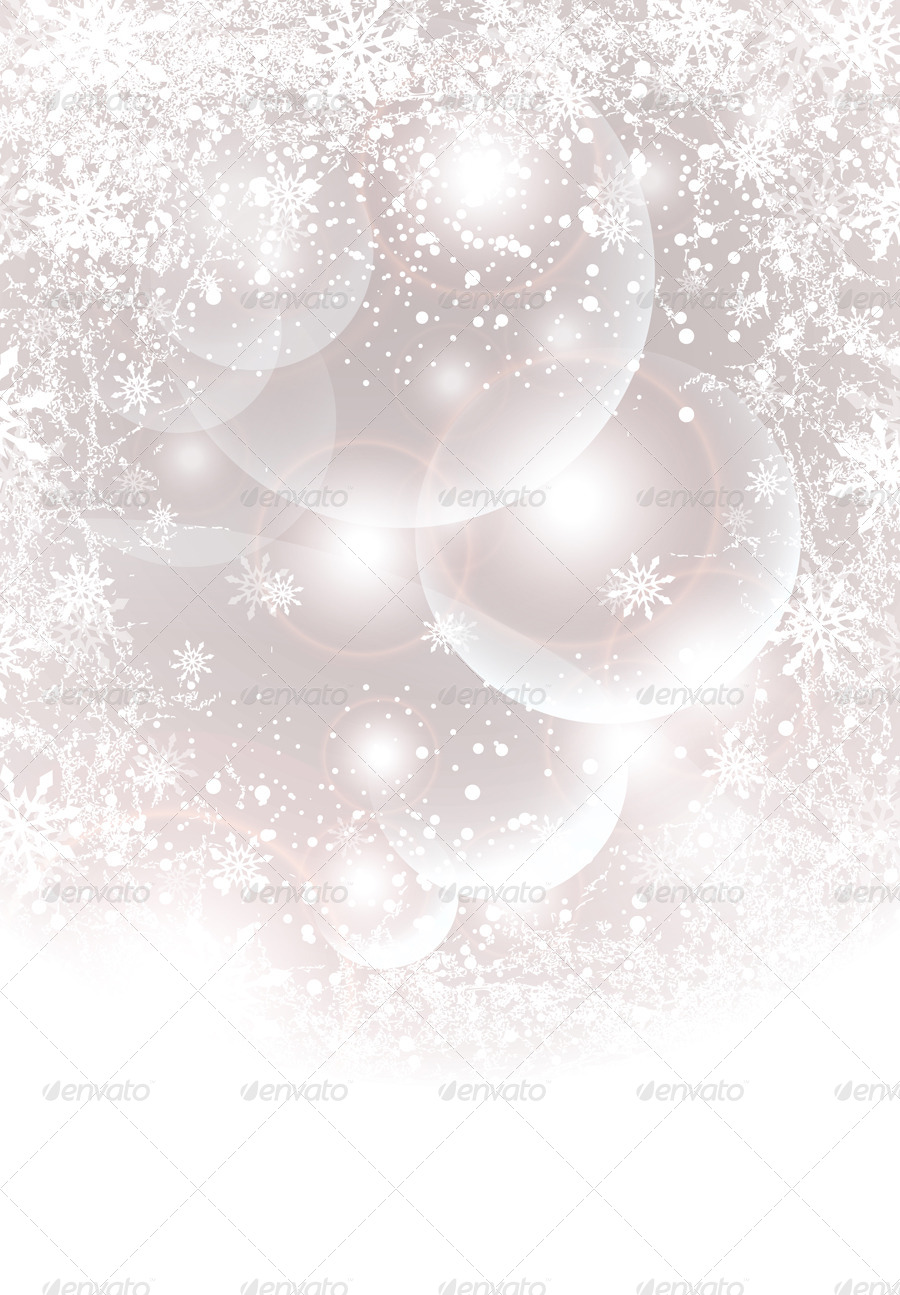Abstract Winter Background with Balls, Snowflakes, Vectors | GraphicRiver