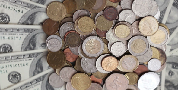 Dollar And World Coins, Stock Footage | VideoHive