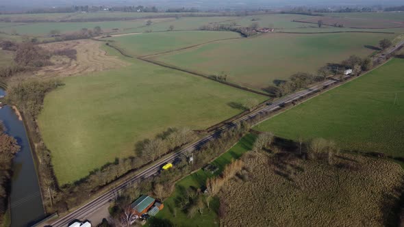 Fosse Way Roman Road And Grand Union Canal Junction Aerial Landscape ...