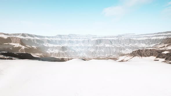 Snowy Mountains with Deep Ravine and Rock Cliffs, Motion Graphics ...