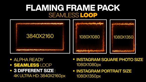 Flaming Frame Pack 4K Alpha V1, Motion Graphics | VideoHive