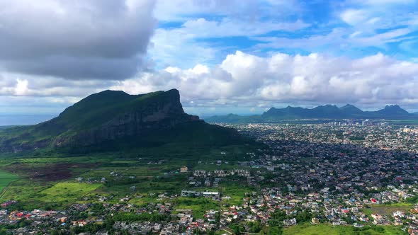 Aerial view of Vacoas-Phoenix and Quatre Bornes, Mauritius, Stock Footage