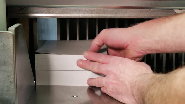 Industrial process of making envelopes in a factory, Stock Footage