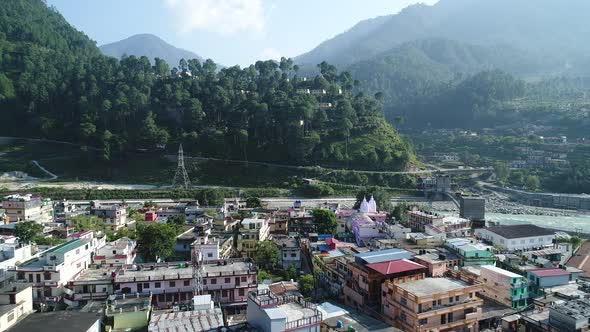 City of Uttarkashi in the state of Uttarakhand in India seen from the ...