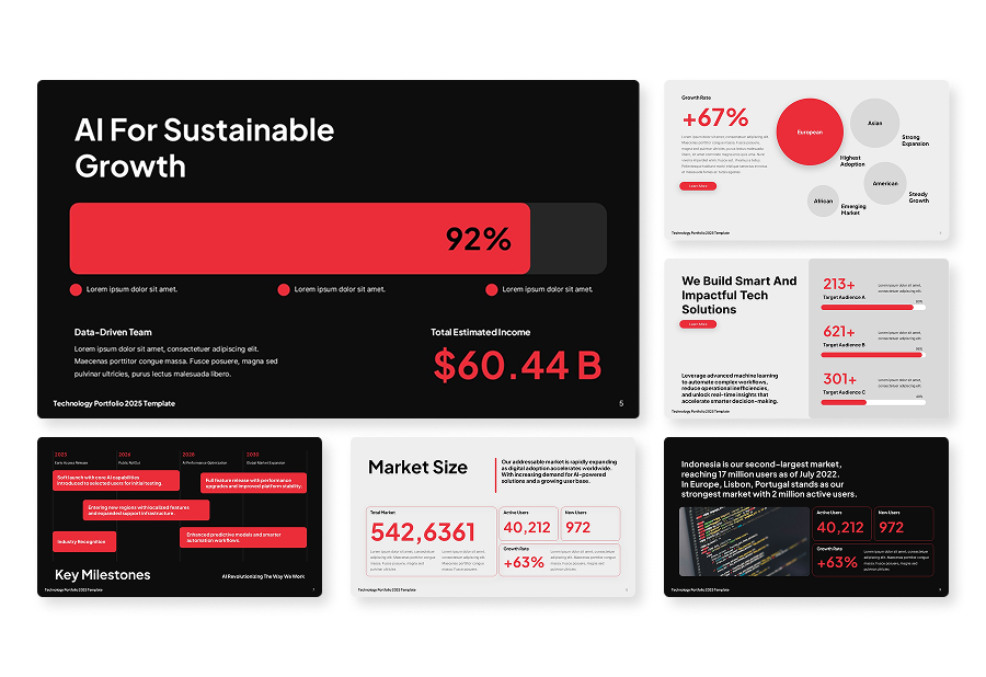 AI Technology Presentation PowerPoint Template, Presentation Templates