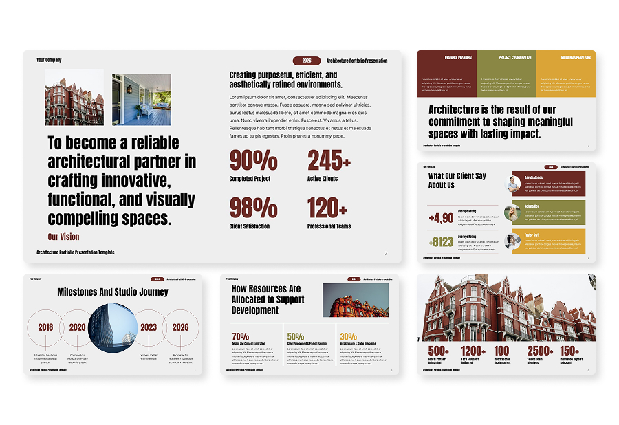 Architecture Portfolio Presentation PowerPoint Template, Presentation ...