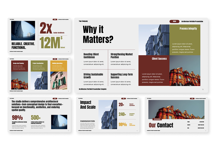 Architecture Portfolio Presentation PowerPoint Template, Presentation ...