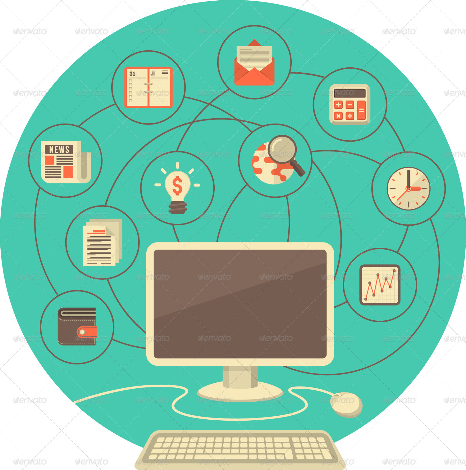 Computer as a Tool for Business , Vectors | GraphicRiver