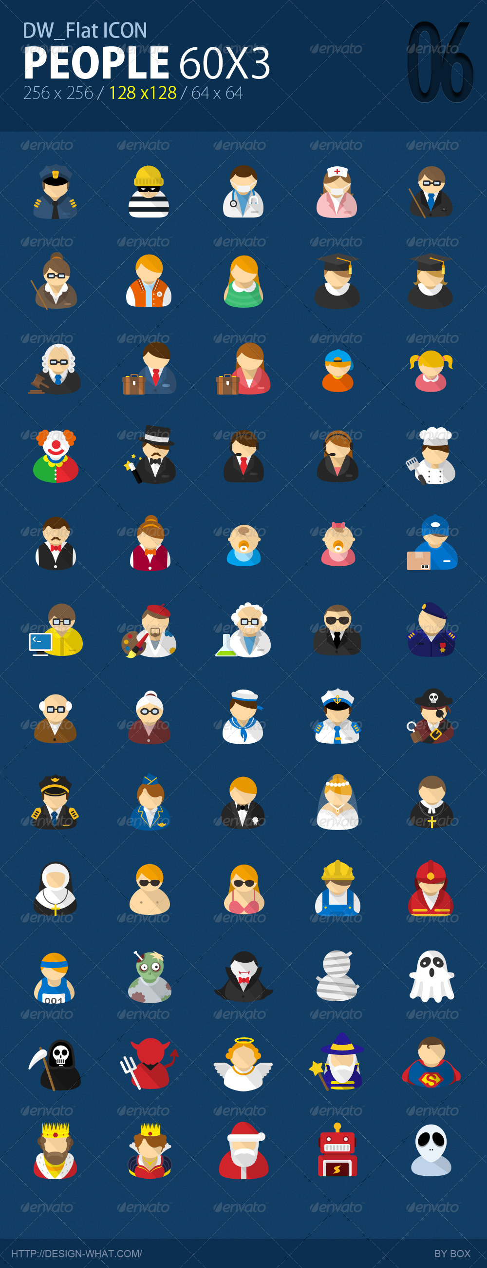 60 Flat ICONs (People), Icons | GraphicRiver