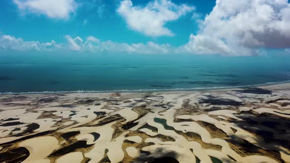 Brazilian landmark rainwater lakes and sand dunes. Lencois Maranhenses ...
