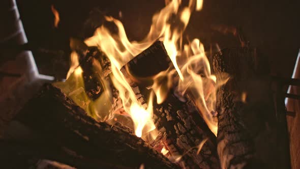 Large Brazier with Blazing Fire and Burning Logs, Stock Footage | VideoHive