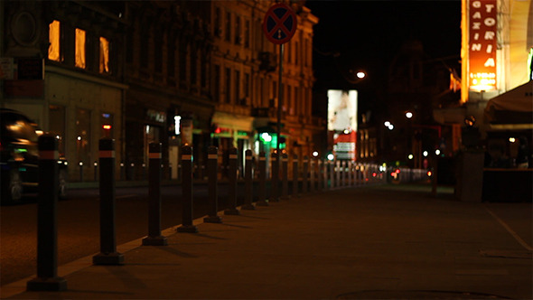 Nighttime Empty Sidewalk, Stock Footage | VideoHive