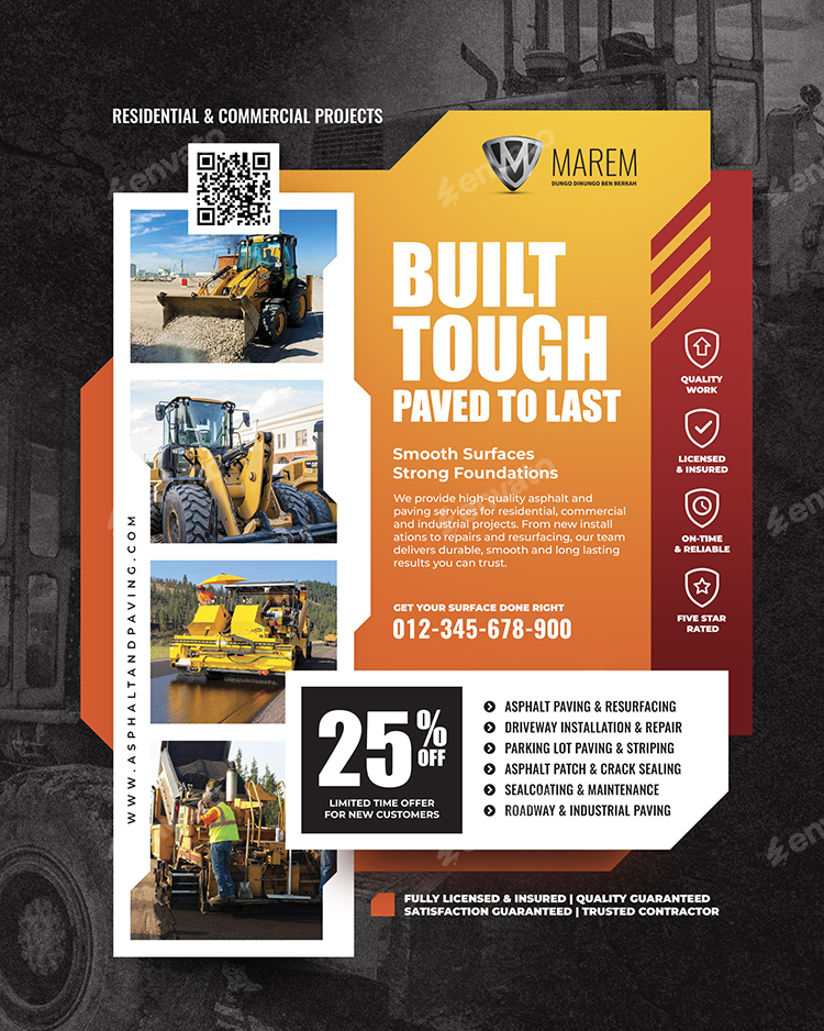 Asphalt and Paving Flyer and Social Media, Print Templates | GraphicRiver